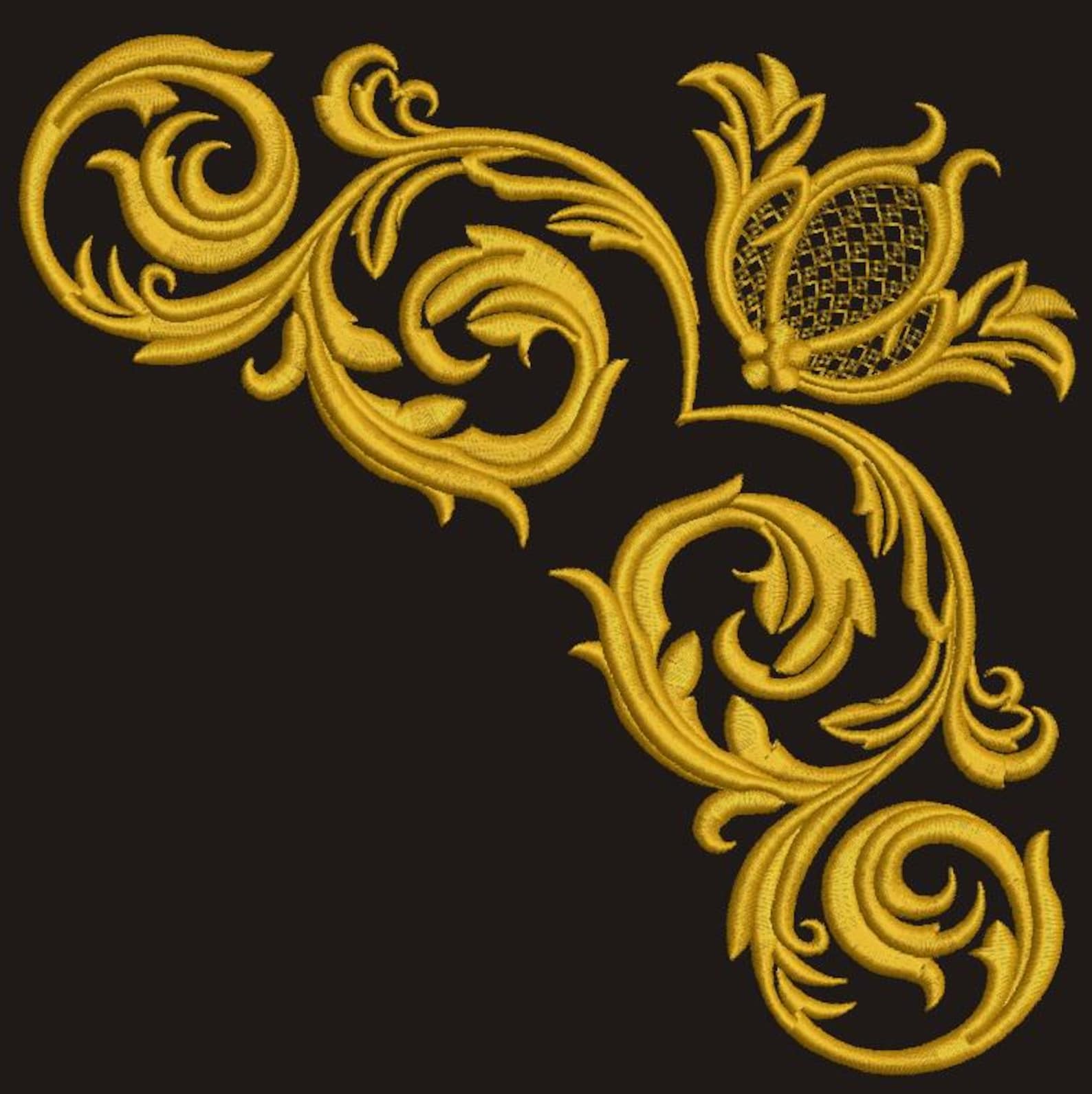 Corner Baroque Pattern Border Machine Embroidery Design, This is Not a ...