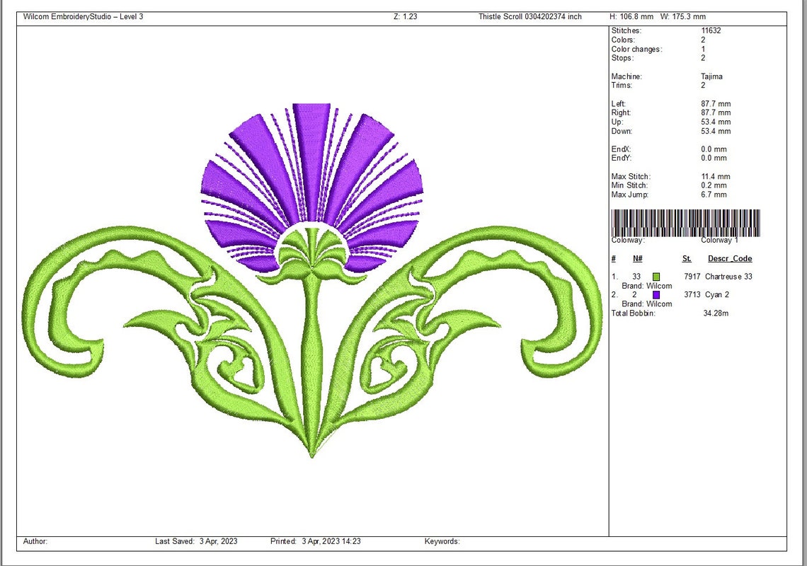 Thistle Scroll Machine Embroidery Design This is Not a Real - Etsy