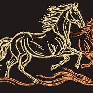 Galloping Horses Pair of Running Mustangs Horses Machine Embroidery ...