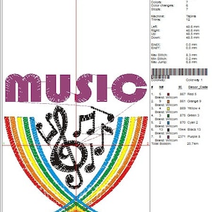 Rainbow Treble Clef, Music, Notes Machine Embroidery Design, This is ...