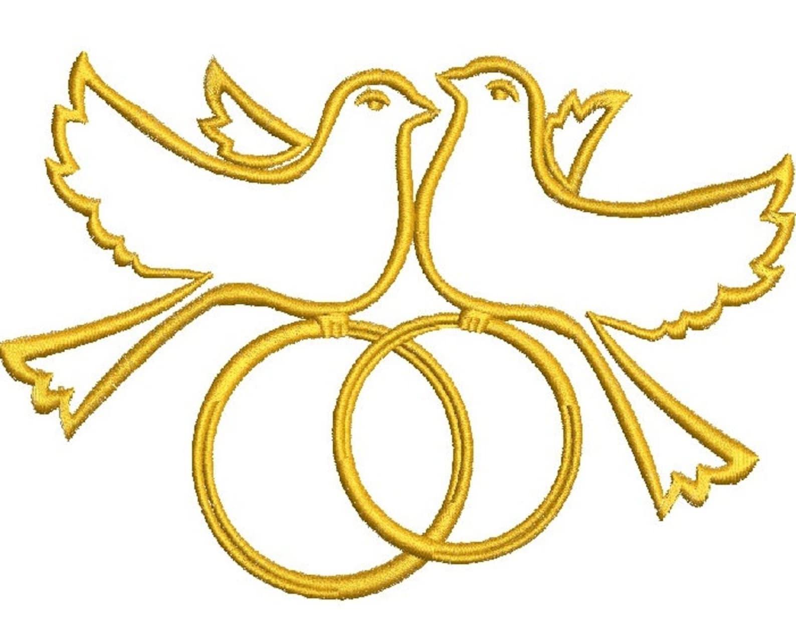 Dove Embroidery Pigeons Wedding, Wedding Rings Machine Embroidery ...