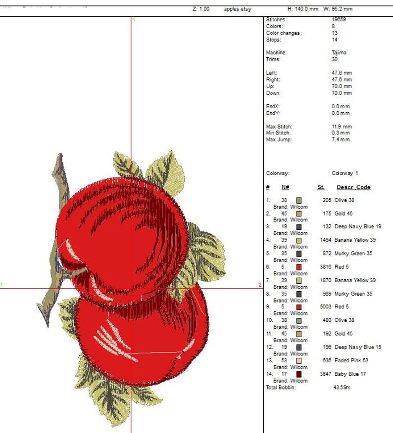 Apples Embroidery Embroidery Machine Embroidery Design, This is Not a ...