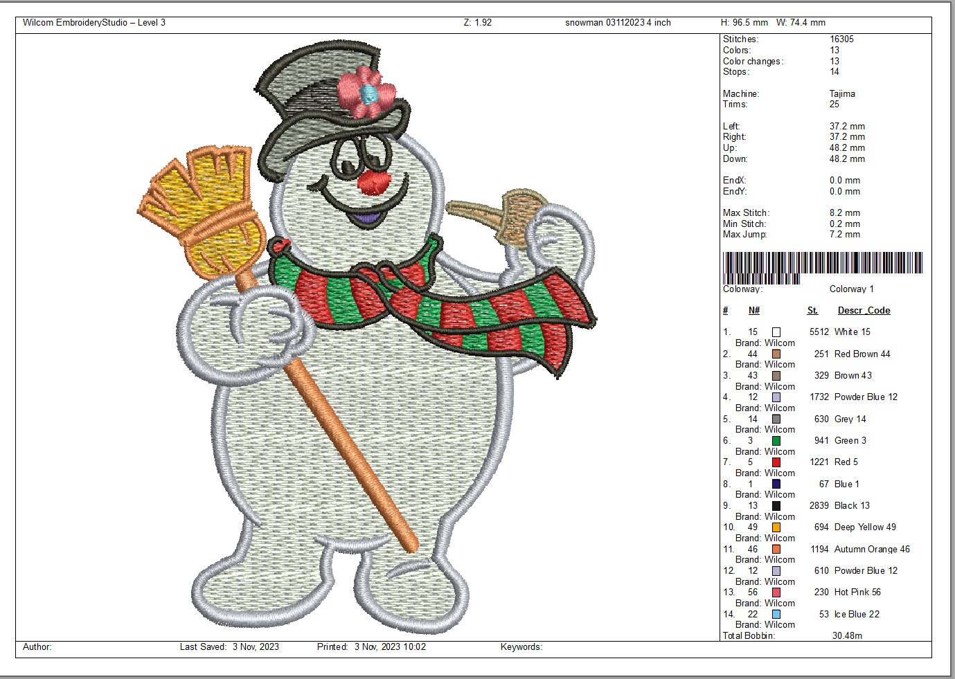 Snowman Machine Embroidery Design, This is Not a Real Product, These ...