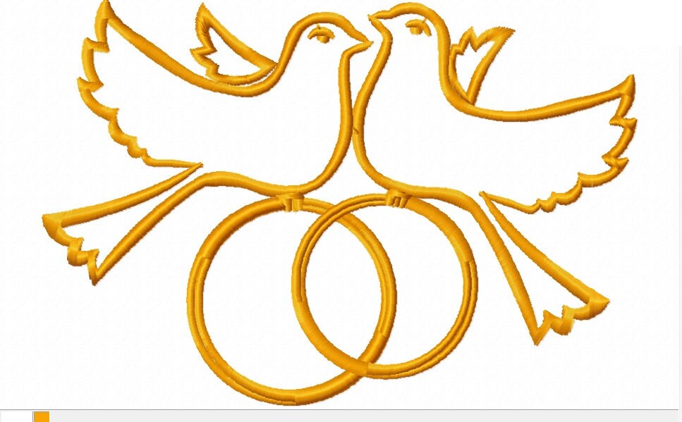 Dove Embroidery Pigeons Wedding, Wedding Rings Machine Embroidery ...