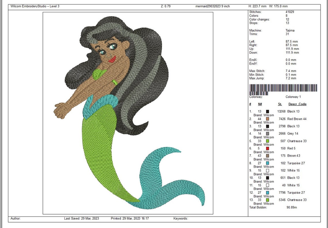 Mermaid Machine Embroidery Design This is Not a Real Product - Etsy