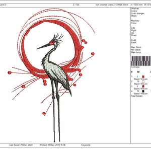 Red - Crowned Crane Machine Embroidery Design, This is Not a Real ...