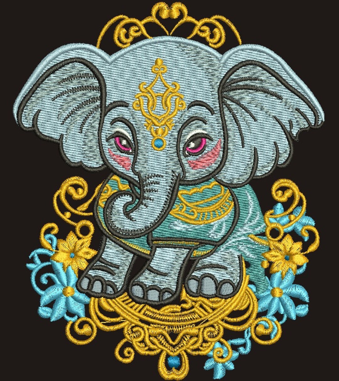 Baby Elephant Machine Embroidery Design, This is Not a Real Product ...