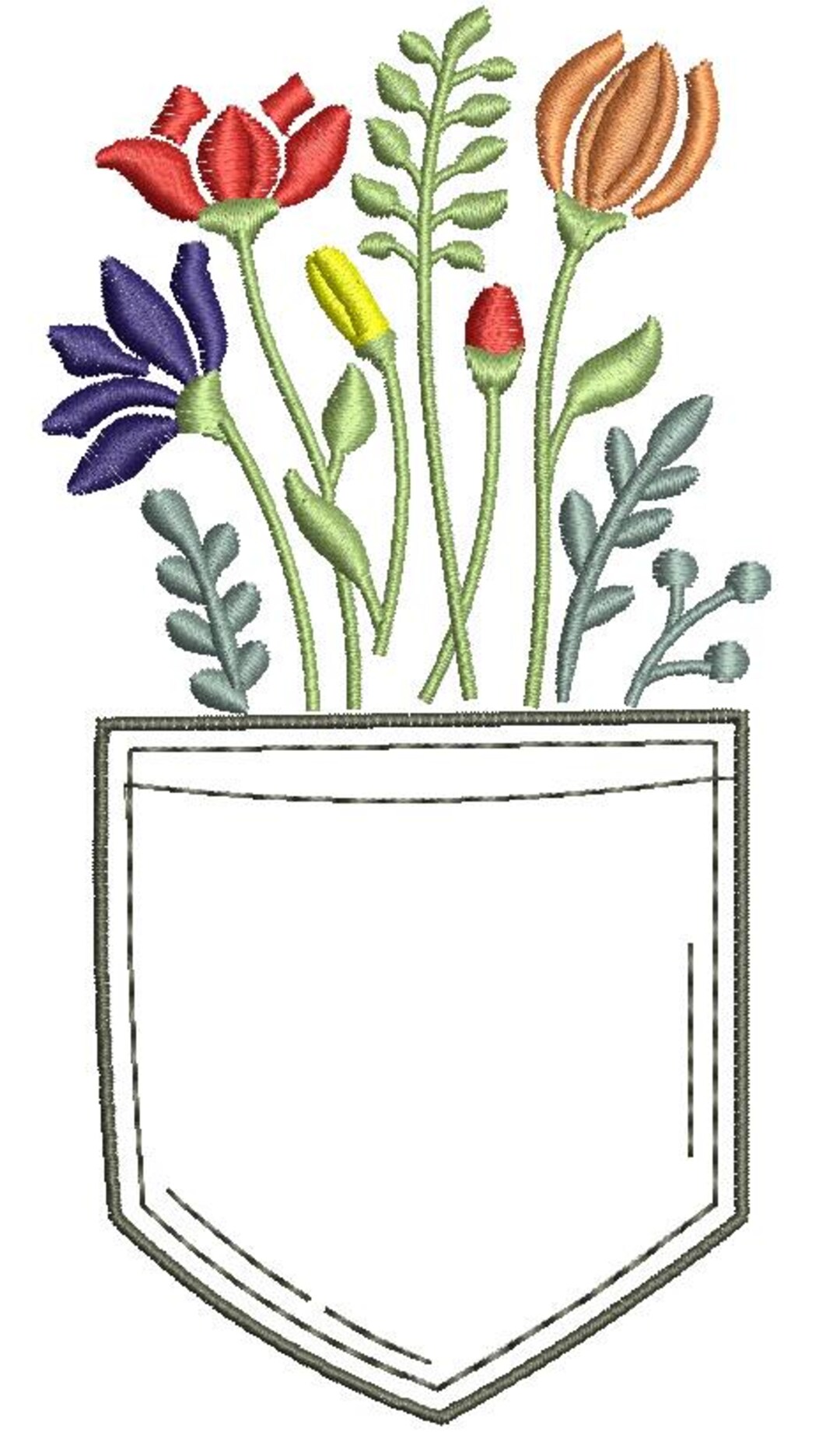 Wildflower Bouquet Pocket Machine Embroidery Design, This is Not a Real ...