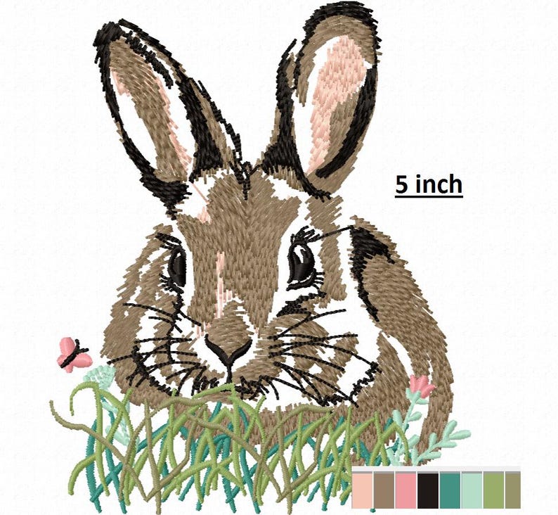 Cute Rabbit Bunny, Low Stitch Count, Easter Animal – Machine Embroidery ...