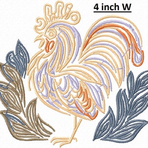 Rooster Boho Rustic Style Machine Embroidery Design, This is Not a Real ...