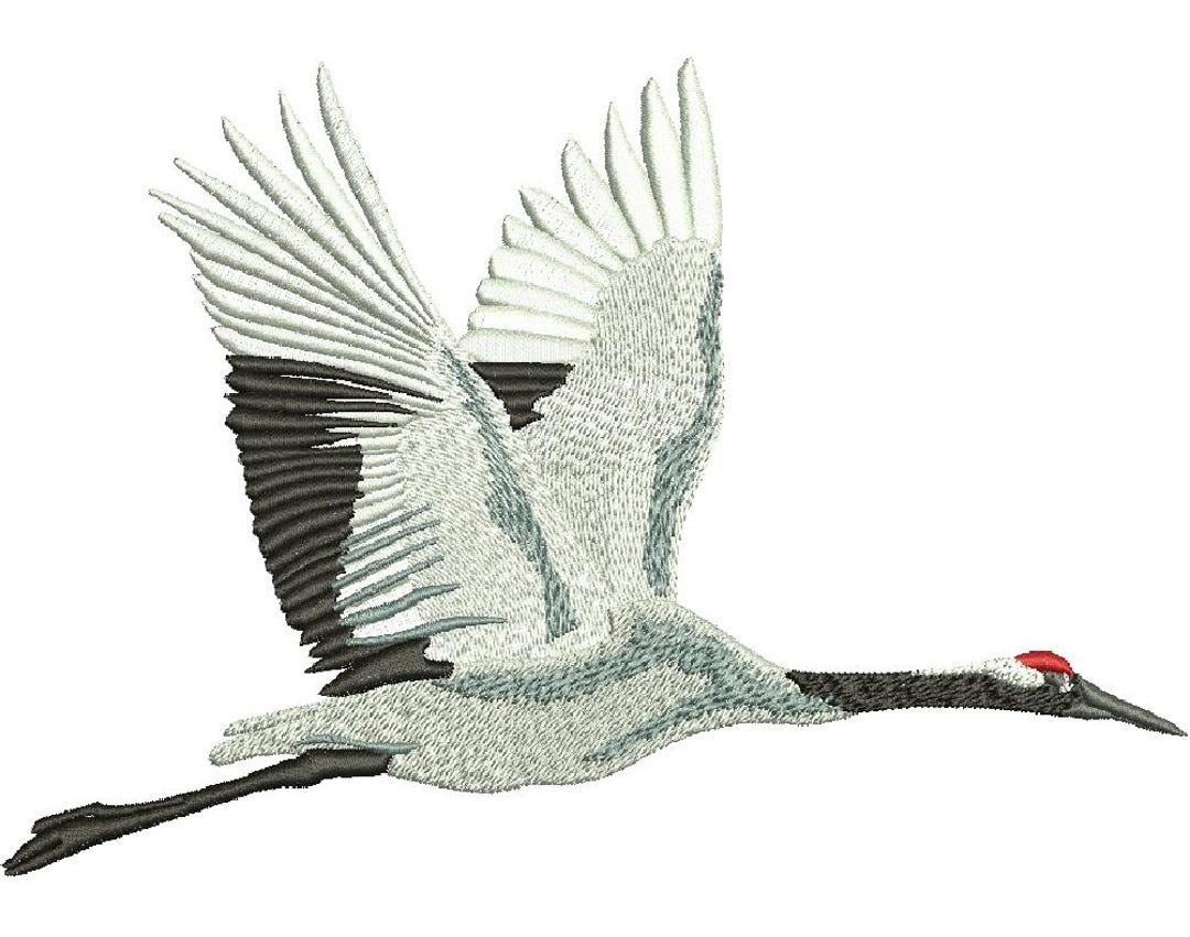 Flying Crane Machine Embroidery Design, This is Not a Real Product ...