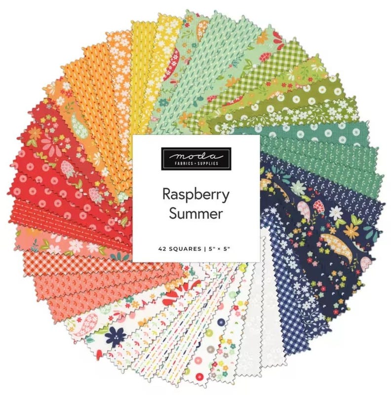 FABRIC- Moda "raspberry Summer" by Sherri N Chelsi. 5" Charm Packs. 100 ...
