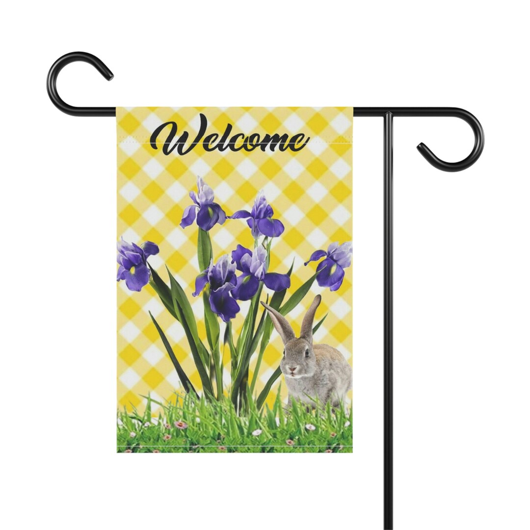 Iris N Bunny Welcome Garden Banner & House Flag - Etsy