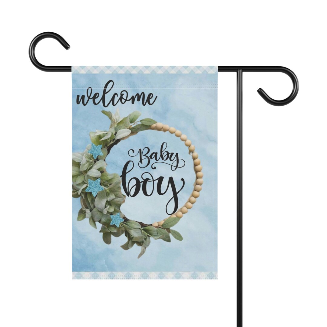 Baby Boy Welcome Vs1 Garden Decor Banner & House Flags. Larger Flags ...