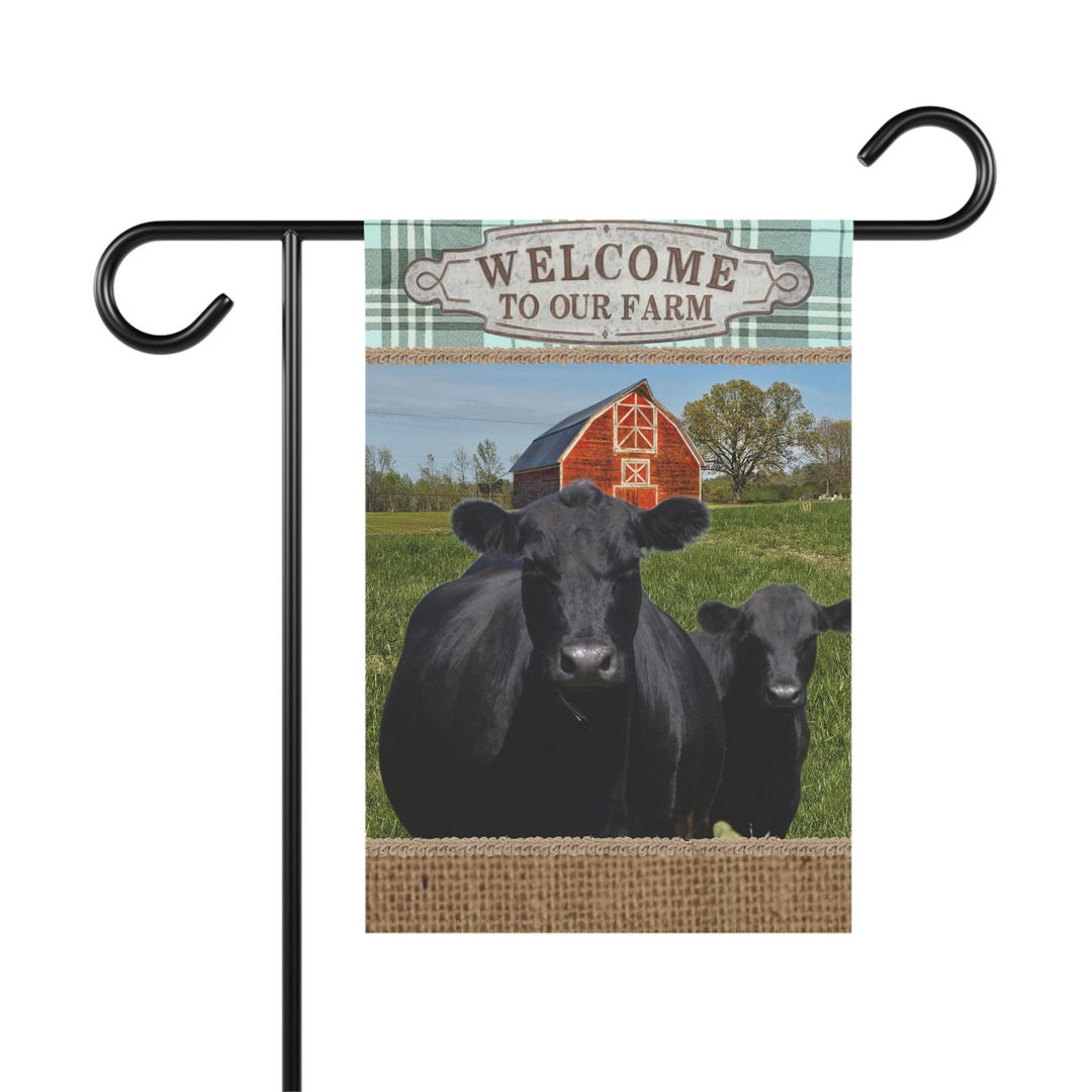 Black Angus Cows Farm Garden Flag -welcome to Our Farm, Rustic Decor ...