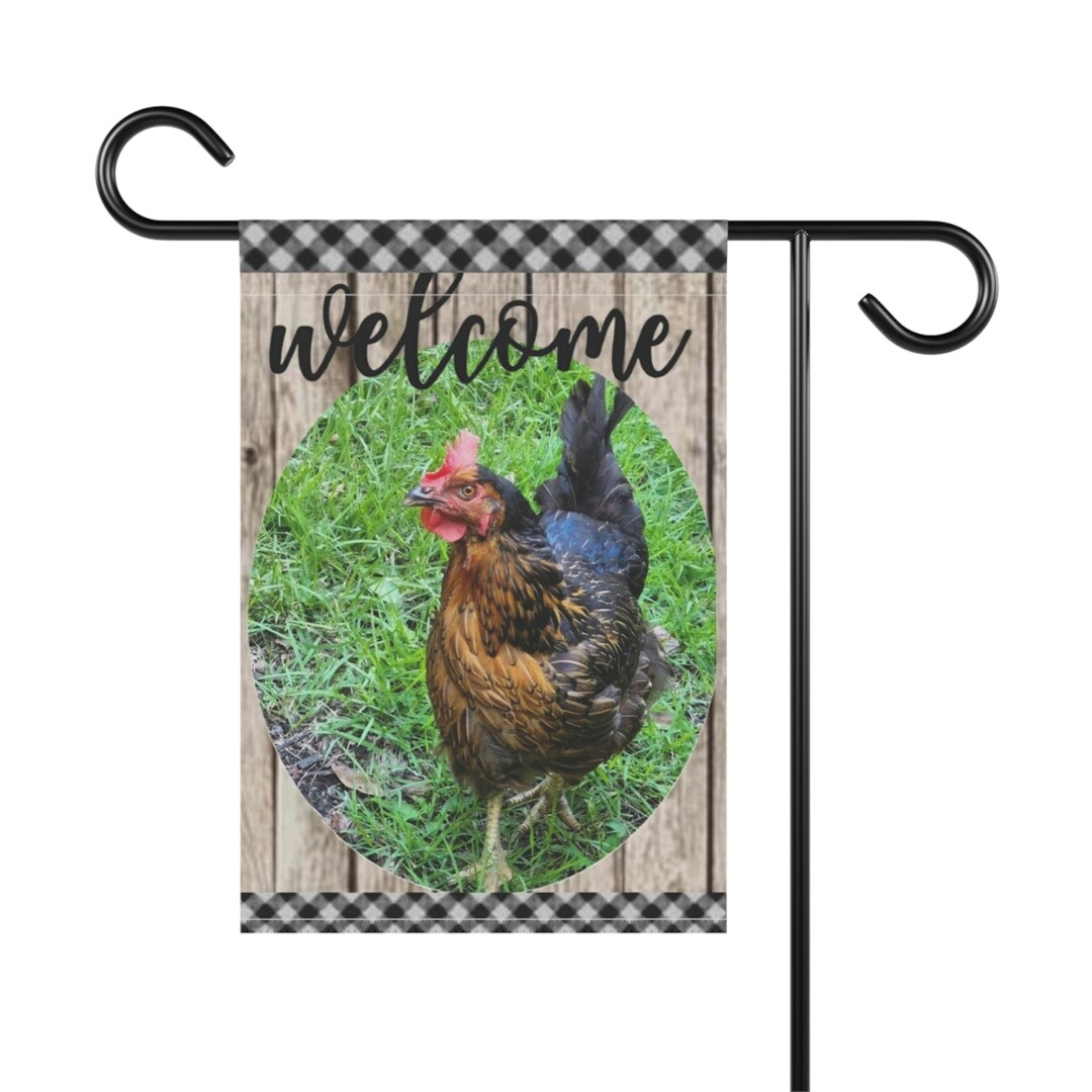 Chicken Welcome Garden Decor Banner Flag - Etsy