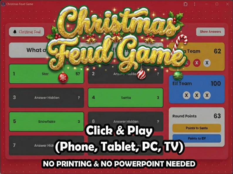 Friendly Feud Game Digital Perfect for Christmas Party Family Quiz TV ...
