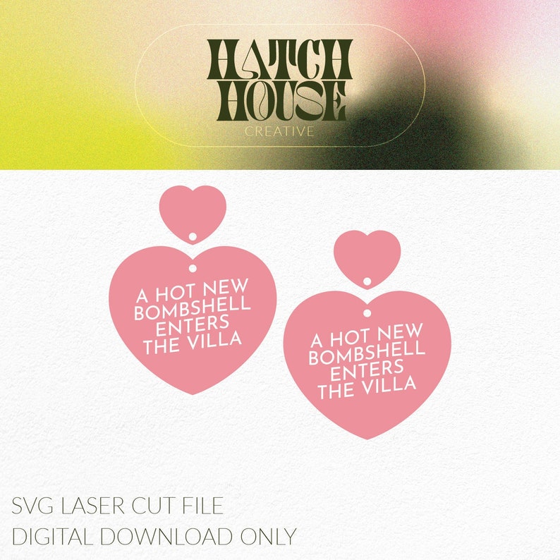 Hot New Bombshell Heart Earrings SVG Cut File Digital Download - Etsy
