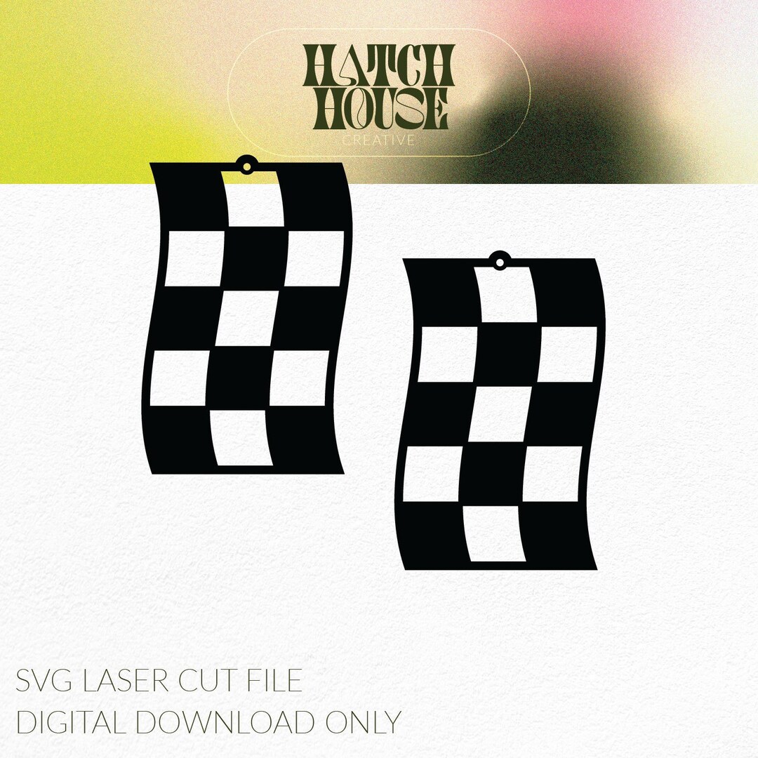 Wavy Checkerboard Earrings Dangle SVG Cut File | Digital Download - Etsy