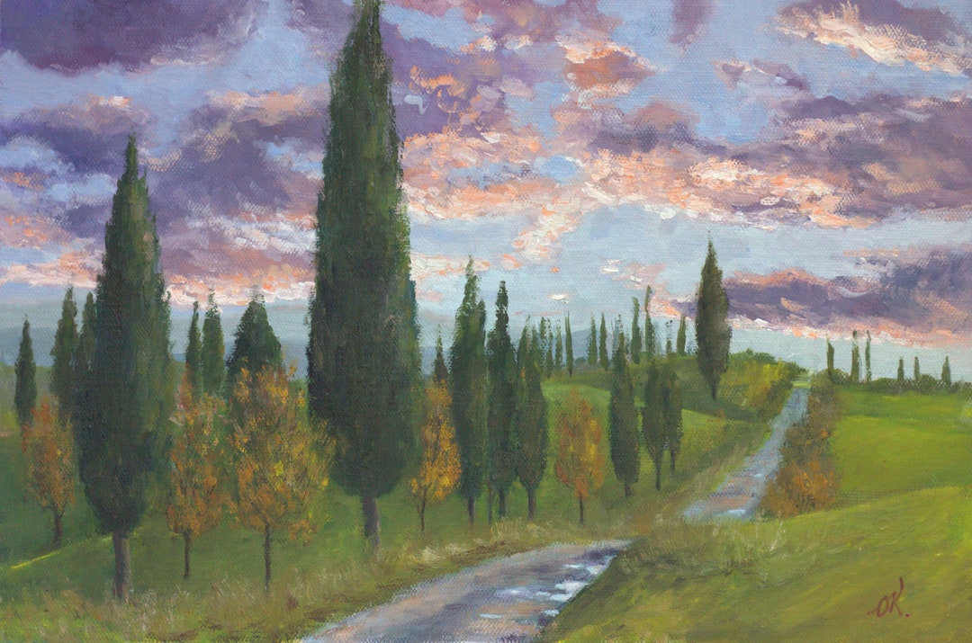 Tuscany Landscape Original Custom Artwork Oil on Canvas Bedroom ...