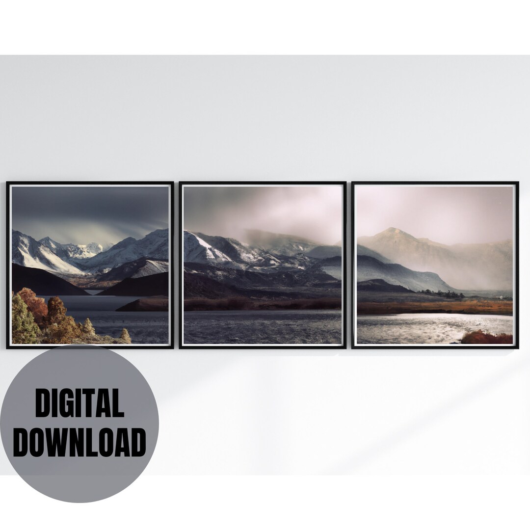 Majestic Mountain Range Wall Art - Set of 3 | Mountain Range | Home ...