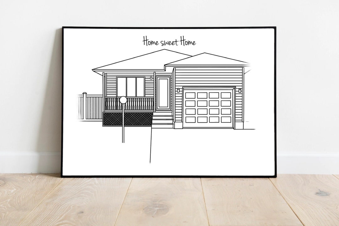 Custom Home Drawing House Illustration House Portrait Digital Home ...