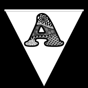 DIY Printable Banner, Hand-drawn Triangle Design, A-Z Alphabet Banner ...