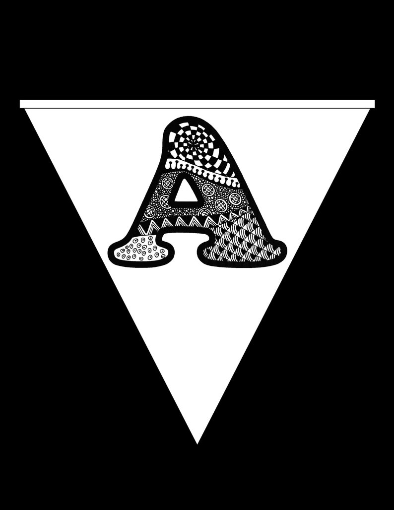 DIY Printable Banner, Hand-drawn Triangle Design, A-Z Alphabet Banner ...