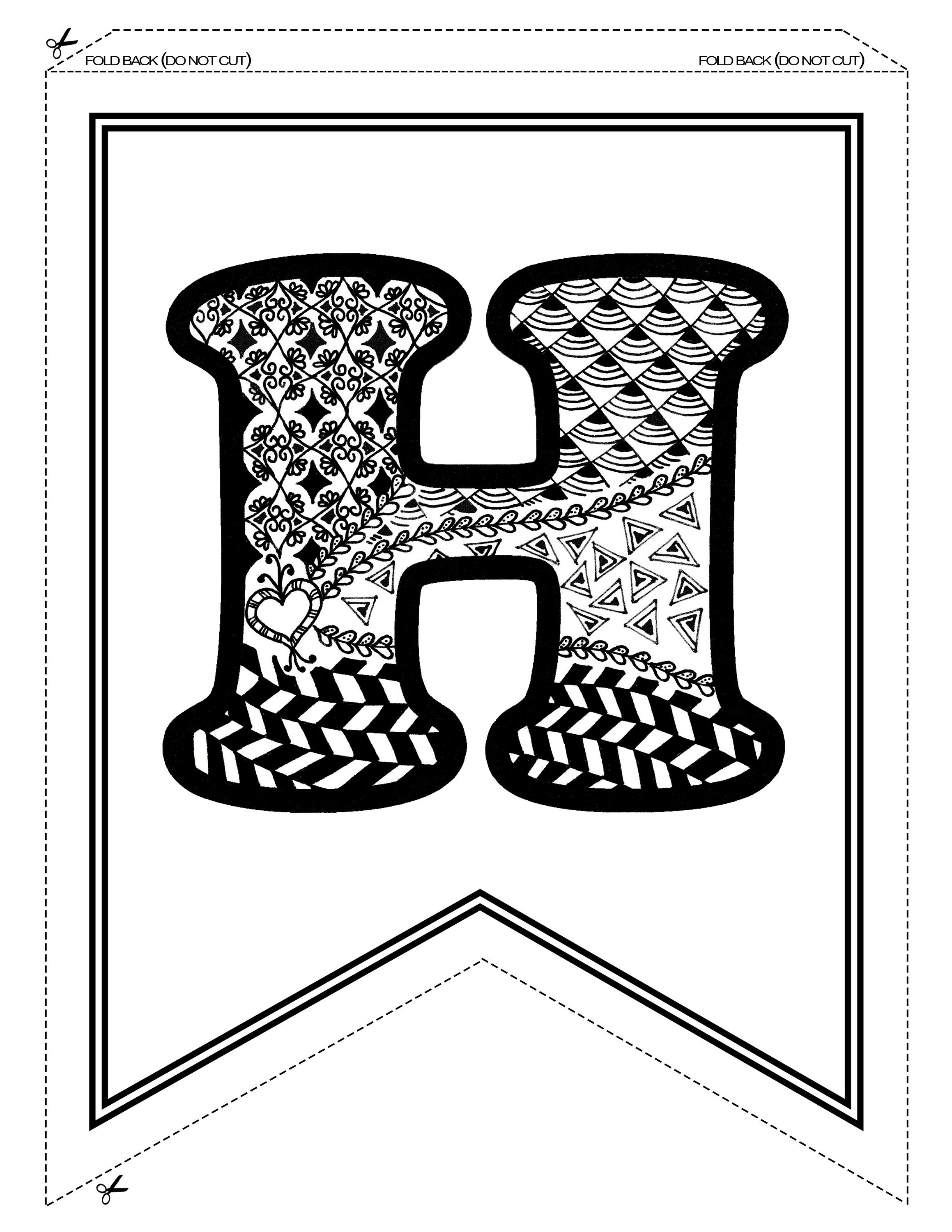 DIY Printable Banner, Hand-drawn Zentangle, Swallowtail, A-Z Alphabet ...