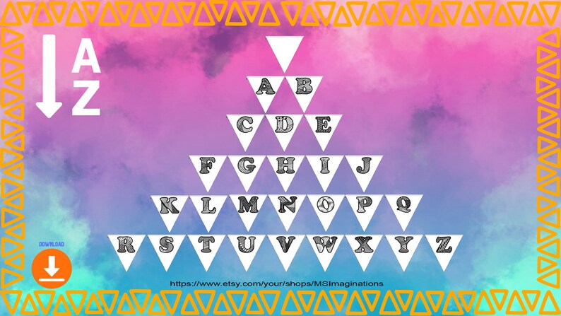 DIY Printable Banner, Hand-drawn Triangle Design, A-Z Alphabet Banner ...