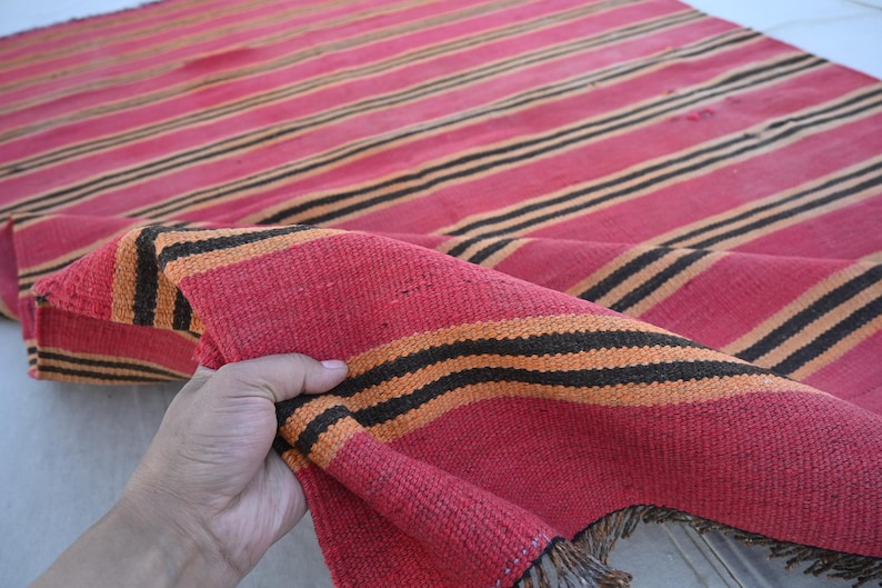 Pink 1920s Antique Rug 5x7'5" Handmade Wool Rug- Afghan Flatweave Kilim ...