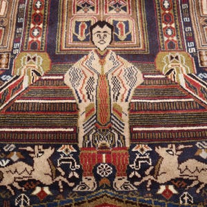 Vintage Handmade Art Pictorial One of a Kind Rug 4x7 Afghan Wool Rug ...