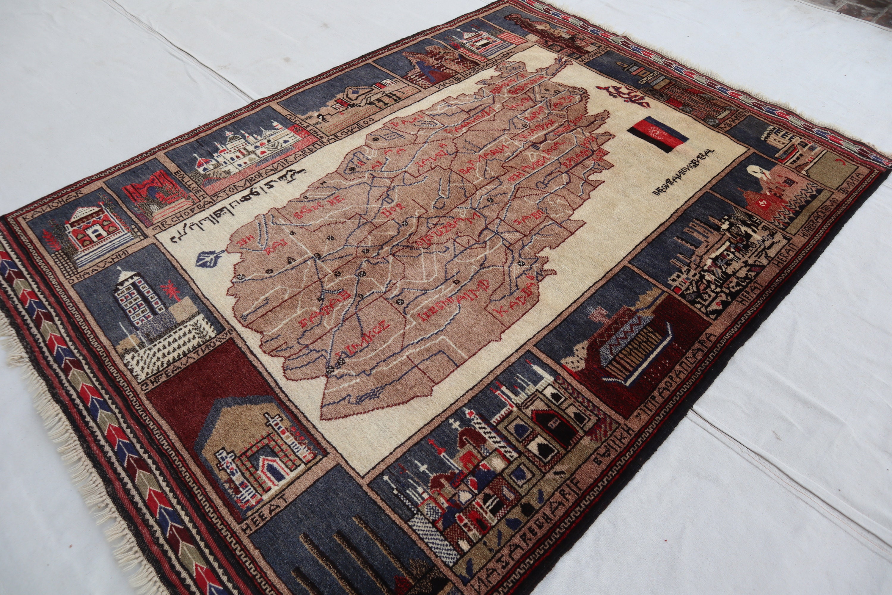 Map of Afghanistan Handmade Art Pictorial Rug 4'6x6'4 - Etsy
