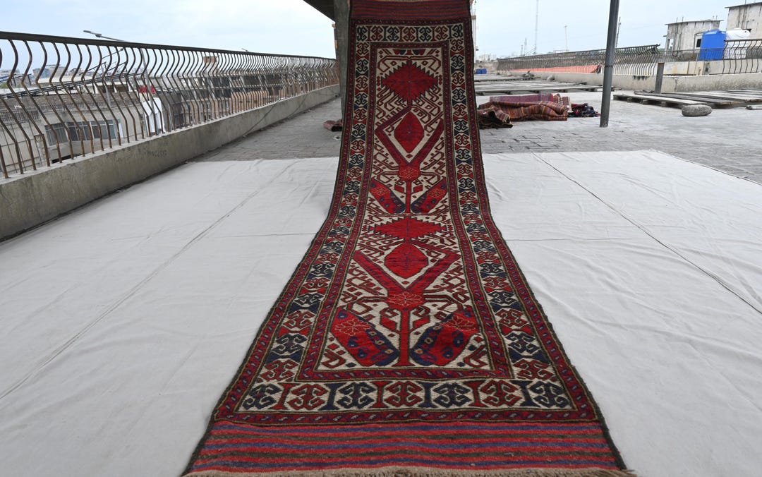 12 Ft Runner Rug 3x12 Handmade Wool Rug- Afghan Gull Berjesta Rug ...