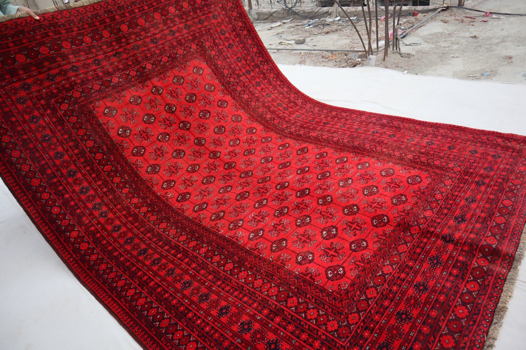 7x9 Ft Afghan Antique Turkmen Mowri Gull Rug Handmade Wool - Etsy