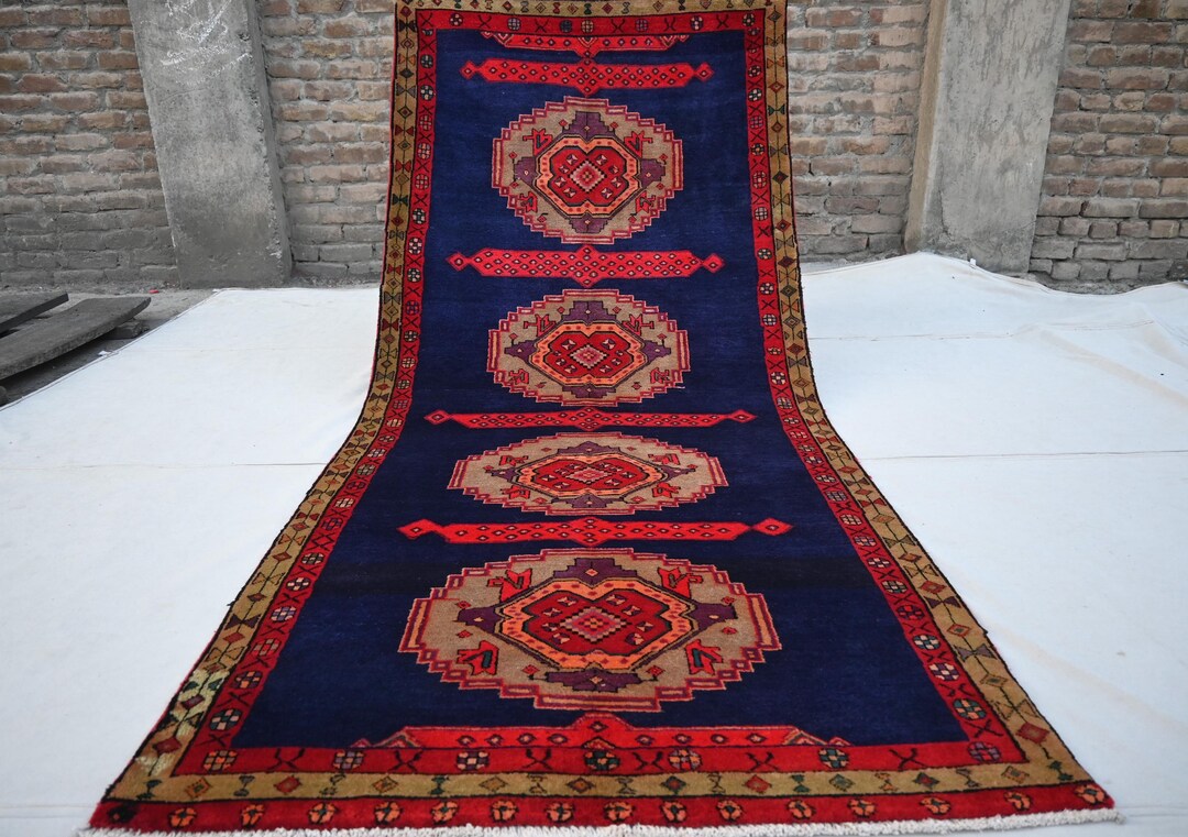 One of Kind Rug 4x9 Afghan Antique Rug- Geometric Rug Handmade Wool Rug ...