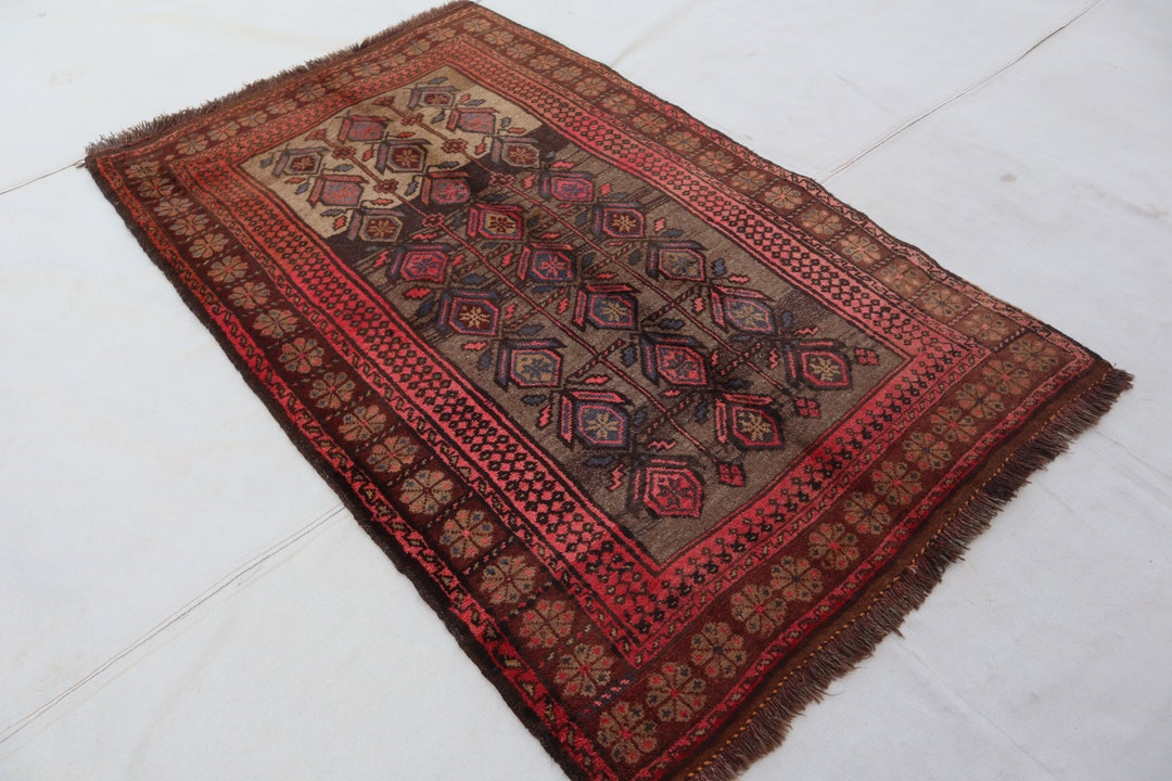 1940s Antique Prayer Rug 3x5 Ft High Pile Faded Rug Handmade Vintage ...