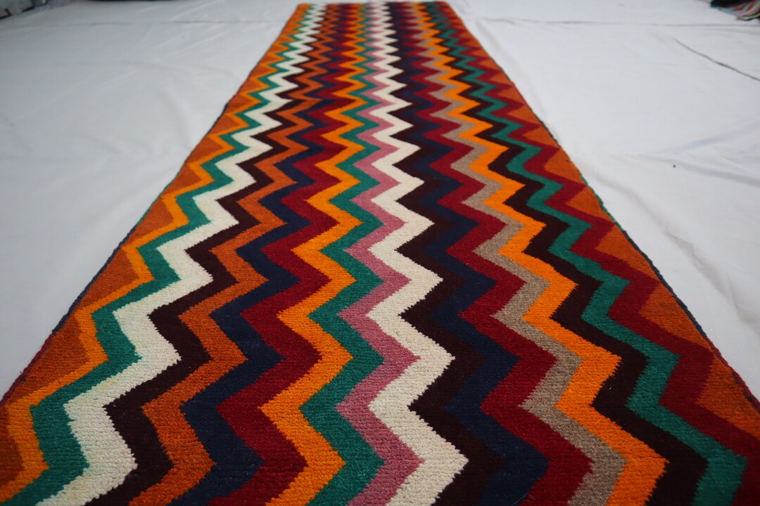 10 Ft Runner Rug- Afghan Zebra Design Fine Quality Hand Knotted Wool ...