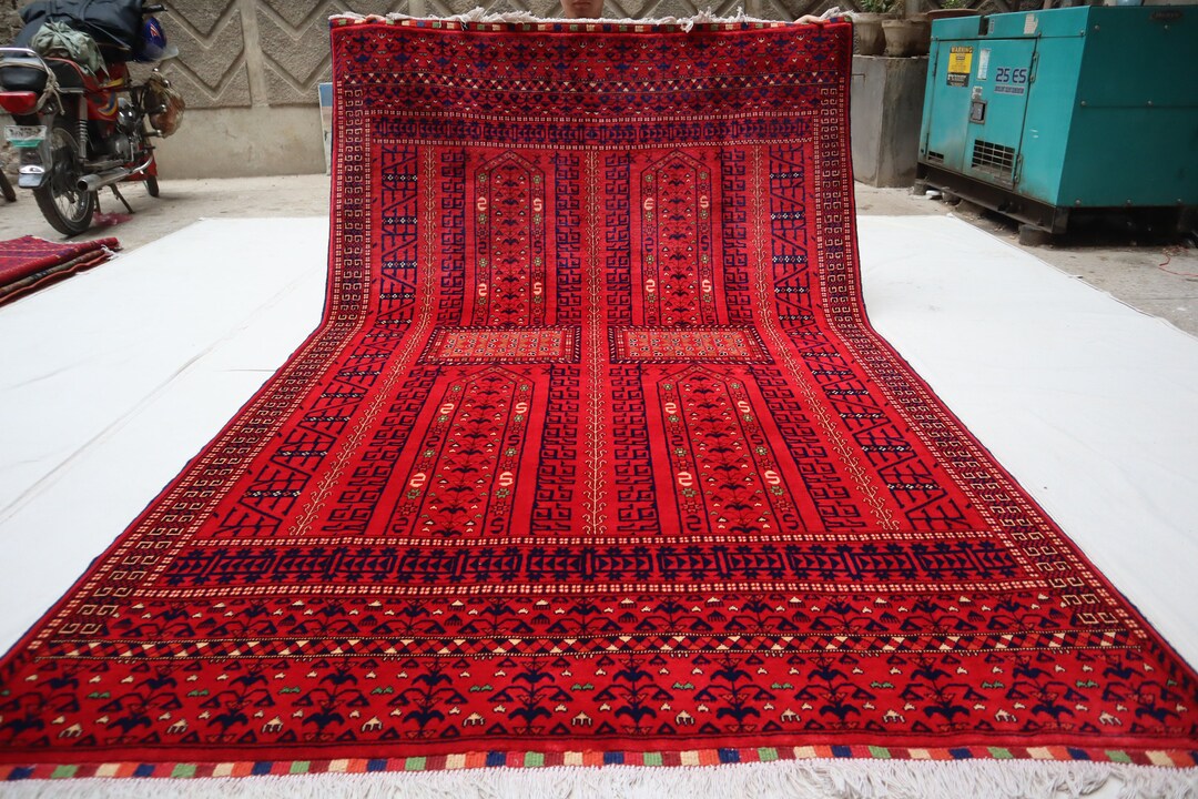 5'6x8'9 Ft Large Vintage Afghan Parda Rug Soft Pile 1960 Antique Rug ...