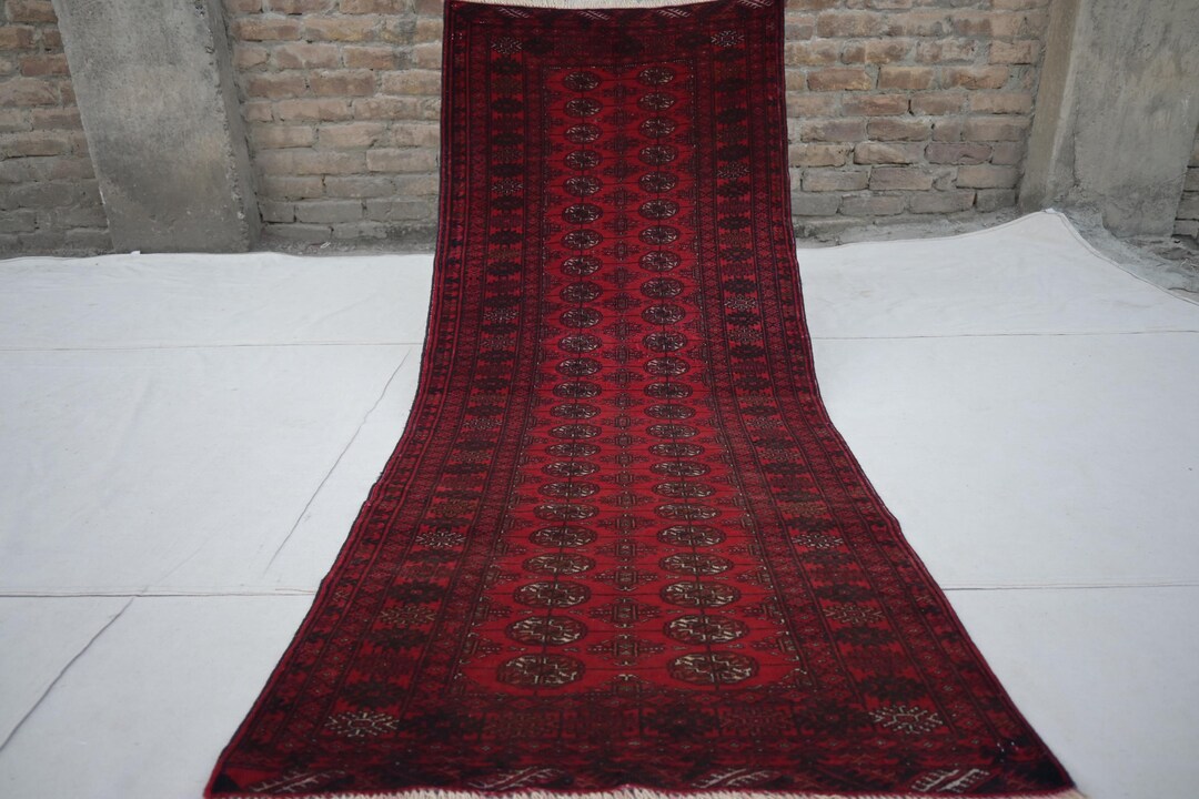 2'6x6 Afghan Vintage Mowri Design Rug- Handmade Wool Rug Turkmen Tribal ...