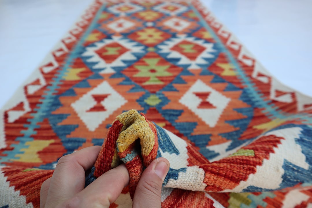 7 Ft Runner Rug- Afghan Kilim Rug Handmade Wool Flatweave - Natural Veg ...
