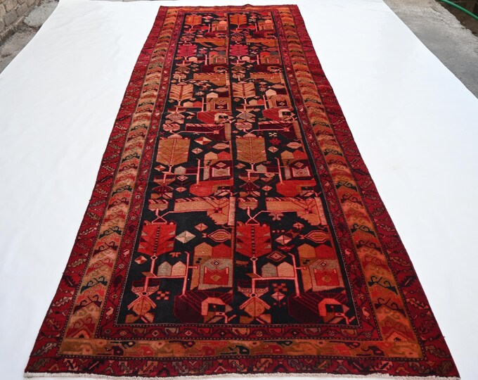 One of a Kind 1920s Antique Rug 4'6x11'5 Ft Turkmen Caucasian Rug ...