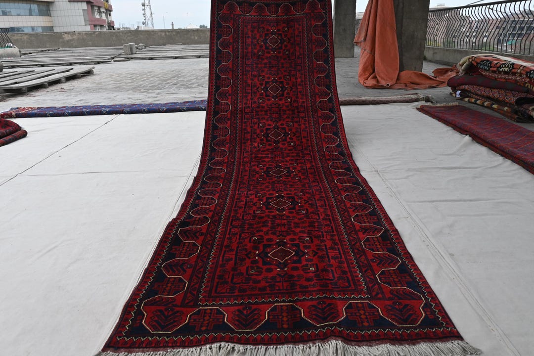 9 Ft Runner Rug- Turkmen Khal Muhammadi Bukhara Rug- Afghan Hand ...
