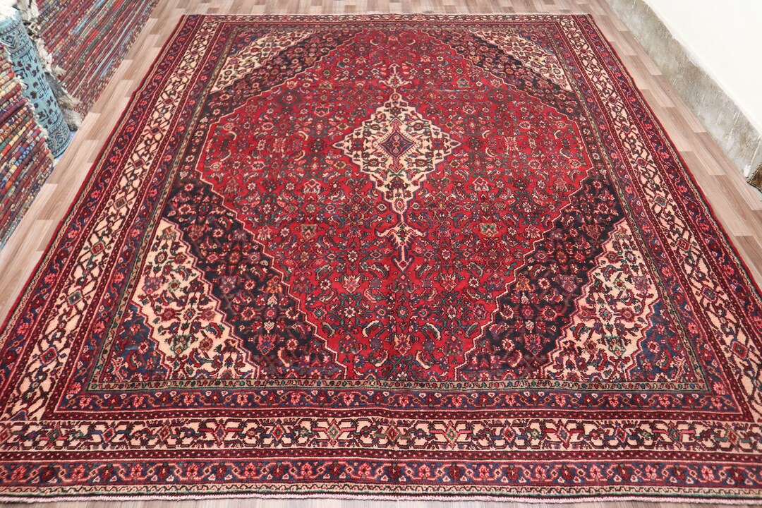 10x11 Large Afghan Vintage Square Heriz Rug Handmade Wool Area Rug ...