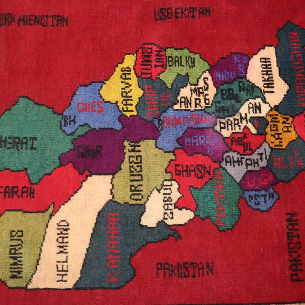 Afghan World Map Rug - Etsy