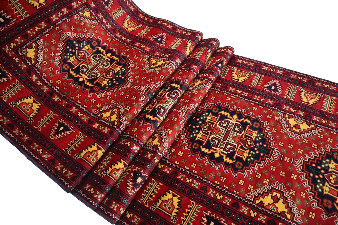 Turkmen Waziri Design Bukhara Rug 14 Ft Runner Rug S: 3'1x14'4 Ft Top ...