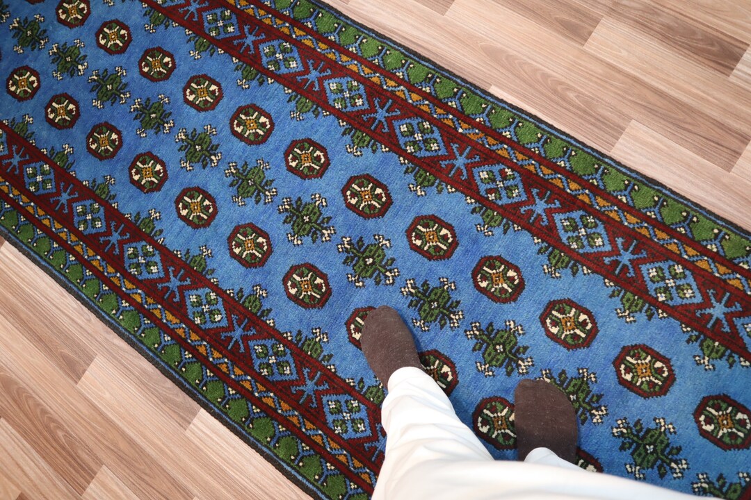 10 Ft Runner Rug Turkmen Mowri Design High Pile Soft Rug Afghan Tribal ...