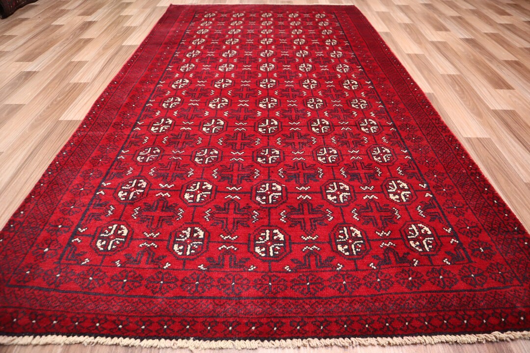 3'8x6'4 Vintage Turkmen Mowri Rug Afghan Handmade - Etsy