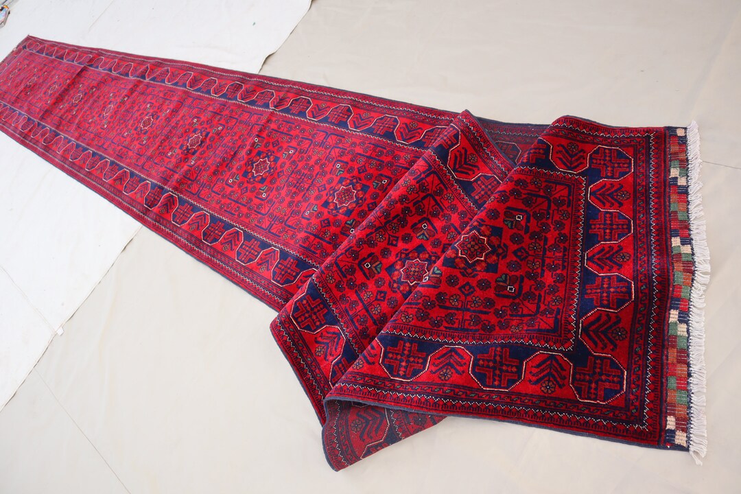 23 Ft Extra Long Runner Rug- Afghan Bukhara Design Fine Quality Hand ...