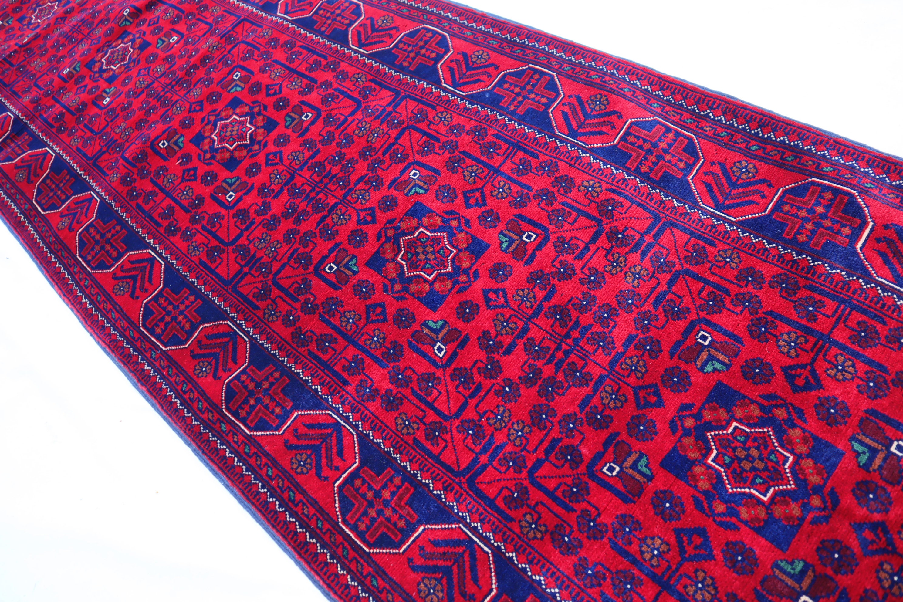 23 Ft Extra Long Runner Rug- Afghan Bukhara Design Fine Quality Hand ...